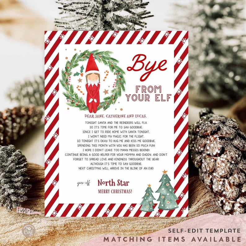 Editable Girl Elf Goodbye Letter Elf Bye for Now Letter - Etsy