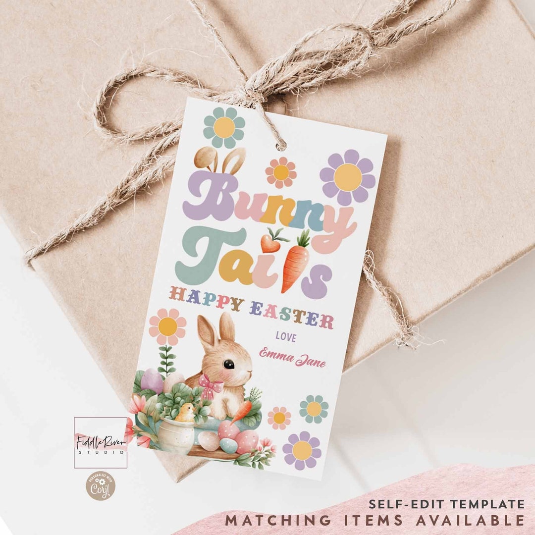 Editable Easter Bunny Tails Gift Tag Easter Candy Treat Tags Easter ...