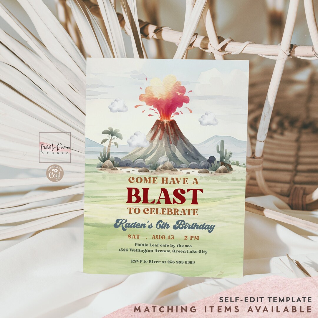 Editable Volcano Blast Birthday ANY AGE Birthday Lava Birthday ...