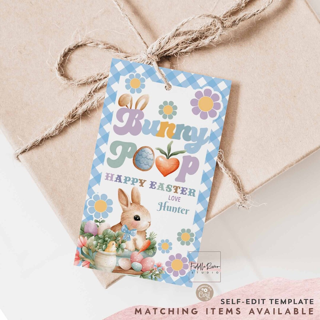 Editable Easter Bunny Poop Gift Tag Easter Candy Treat Tags Easter ...