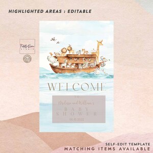 Editable ANY EVENT Noah's Ark Theme Animals at Sea Shower Sprinkle ...