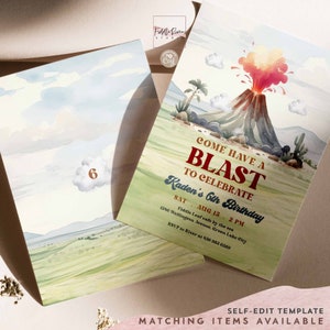 Editable Volcano Blast Birthday ANY AGE Birthday Lava Birthday ...