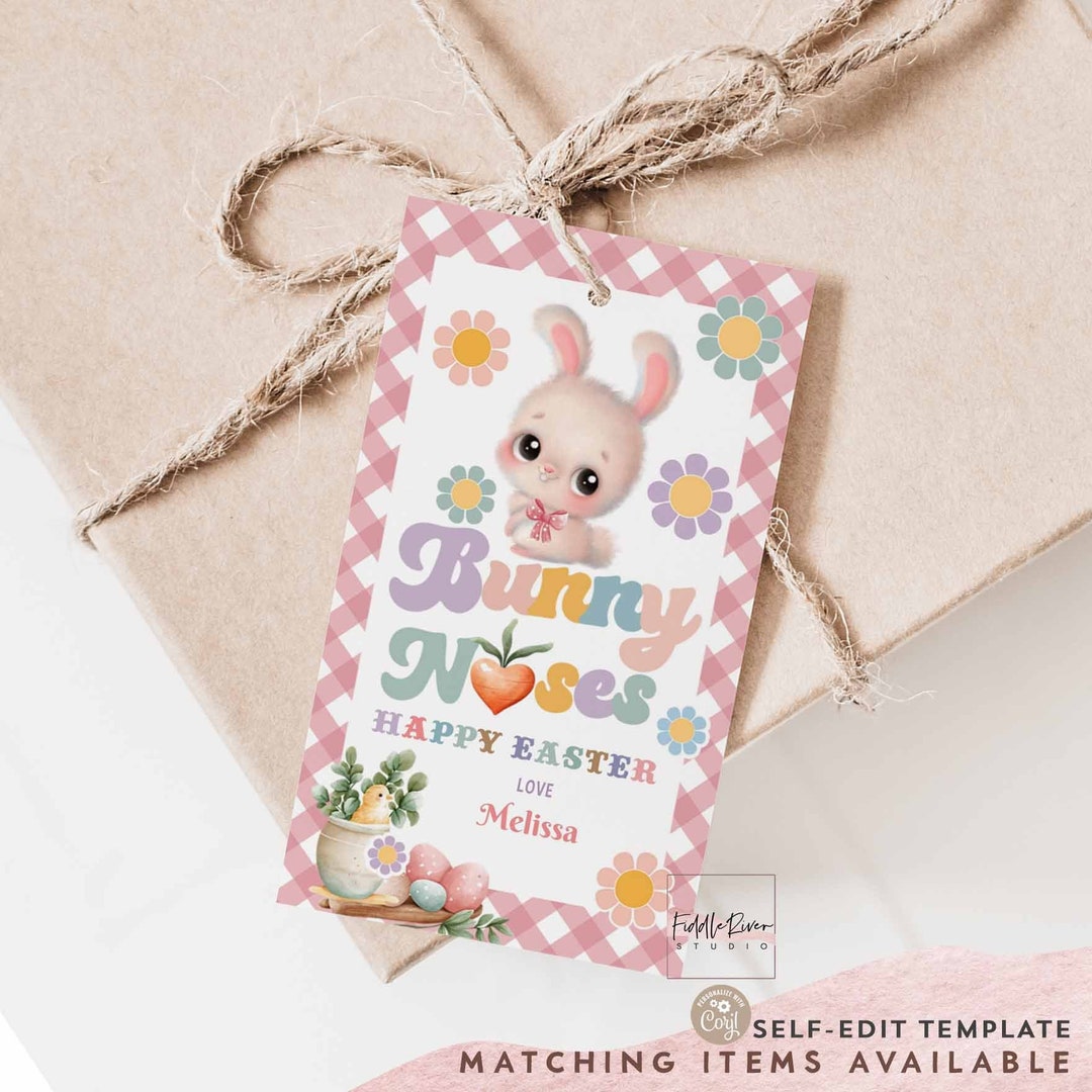 Editable Easter Bunny Noses Tag Easter Candy Treat Tags Easter Morning ...