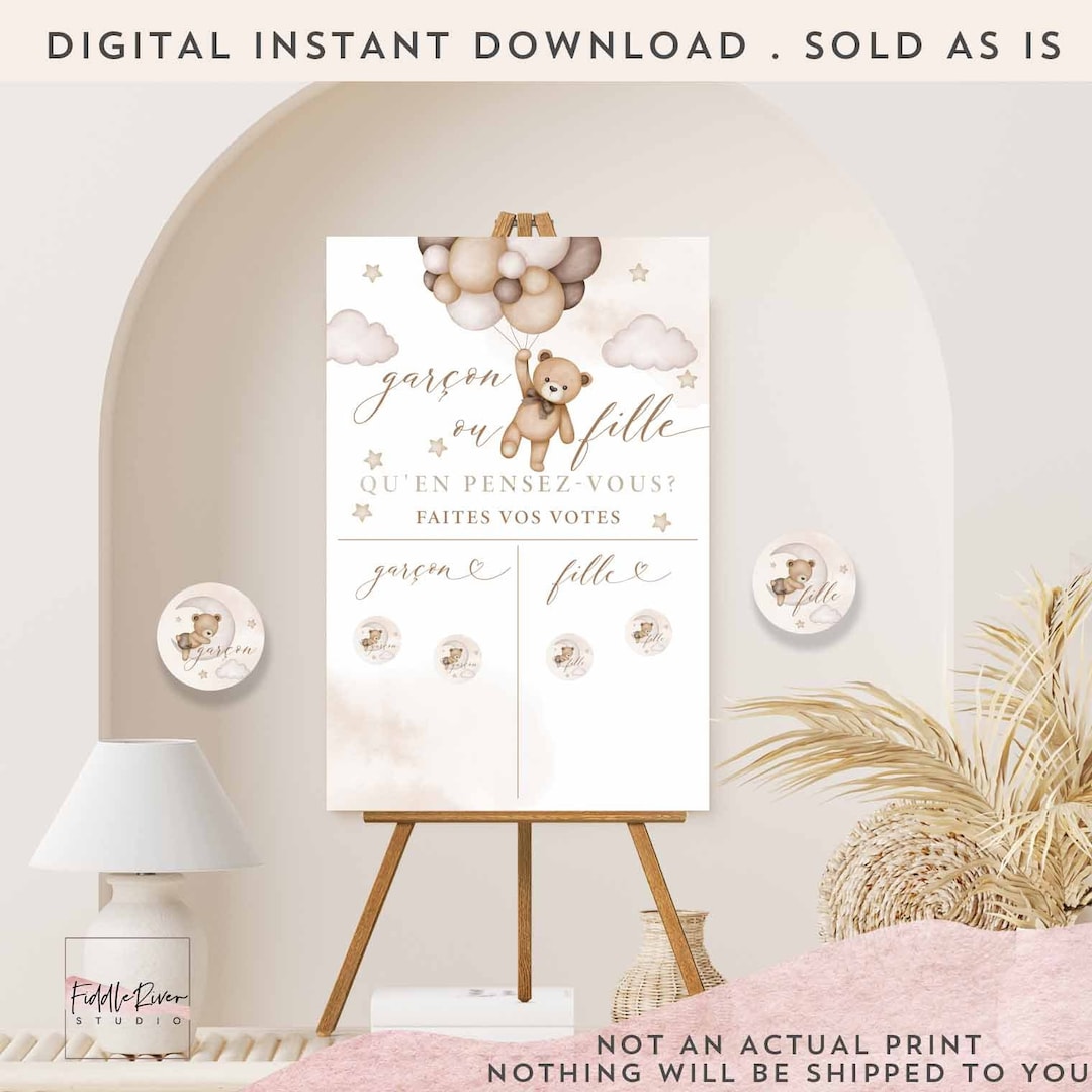 FRENCH Garçon Ou Fille Chart What Will Baby Be He or She Gender Reveal ...