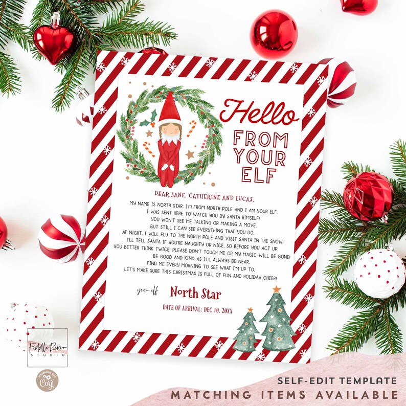 Editable Girl Elf Letter Elf First Arrival Letter Hello - Etsy