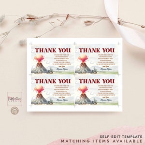 Editable Volcano Blast Birthday Kid Kids Birthday Lava Birthday Thank ...