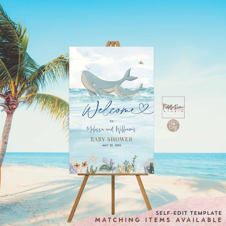 Editable Blue Whale Under the Sea Whale Oh Whale Boy Sea Animal Baby ...