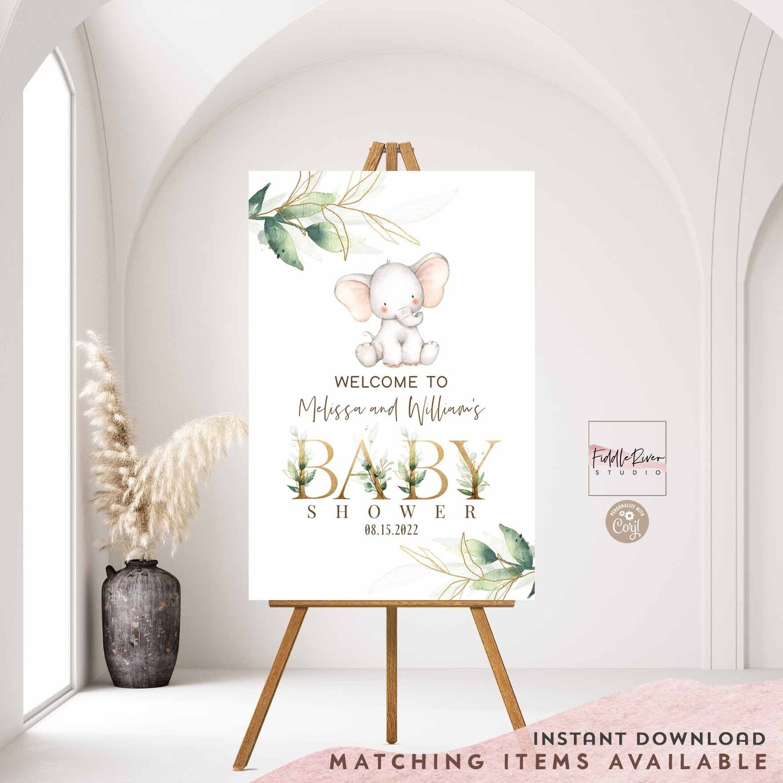 Editable Gender Neutral Elephant Baby Shower Little Peanut - Etsy