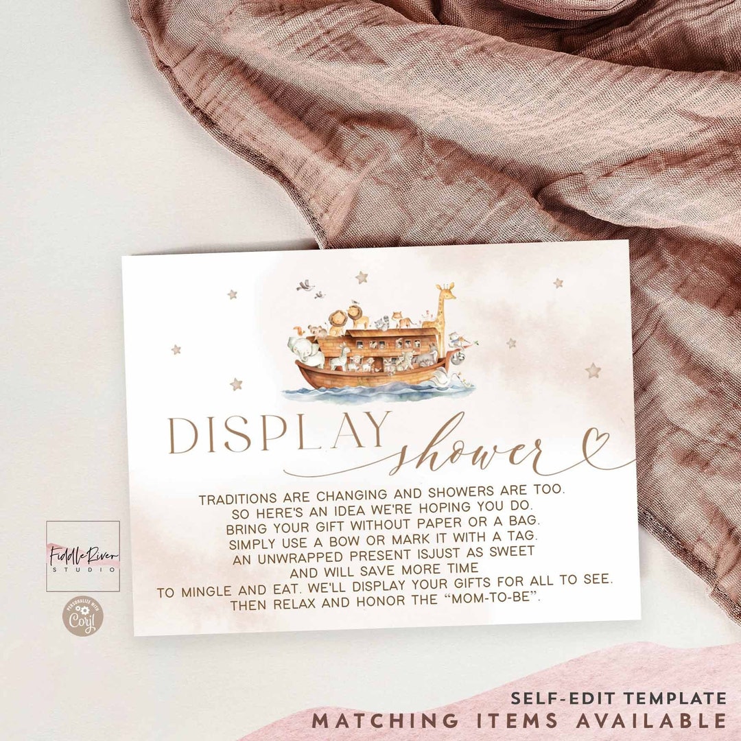 Editable Gender Neutral Noah's Ark Theme Animals 4x3 Display Shower ...