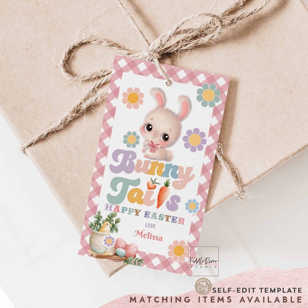 Editable Easter Bunny Tails Tag Easter Candy Treat Tags Easter Morning ...