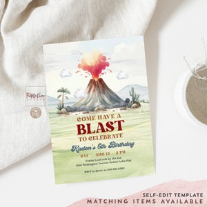 Editable Volcano Blast Birthday ANY AGE Birthday Lava Birthday ...