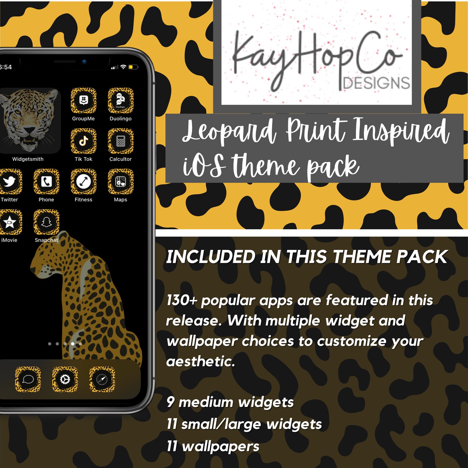 Leopard Print Ios 14 Icons, Widgets, and Wallpaper Aesthetic Theme Pack ...