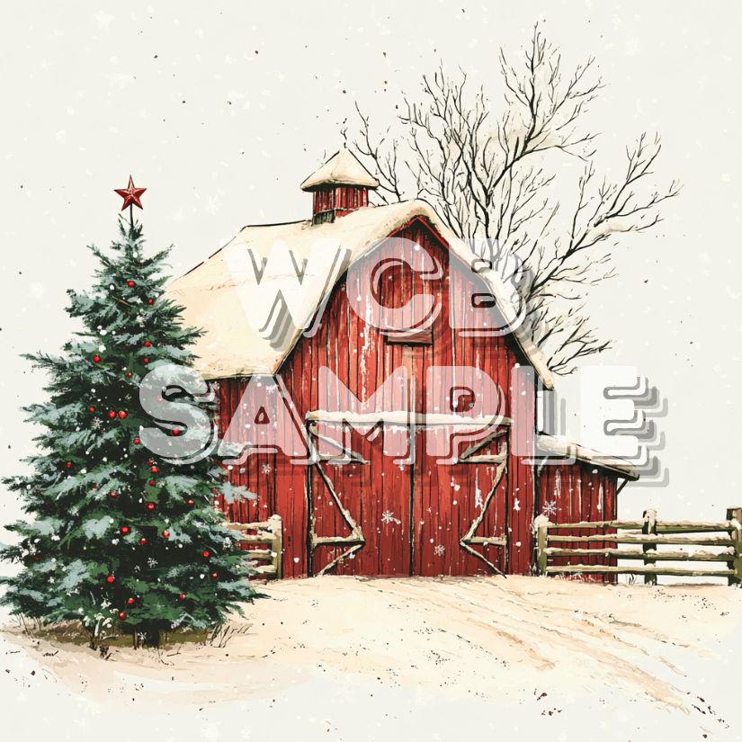 Red Barn Christmas Scene Printable Bundle, Christmas Tree PNG, DIY Sign, Christmas Decor ...
