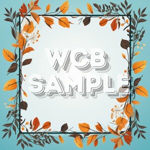Leaves Background With Blue Border Printable Bundle, Fall Background ...