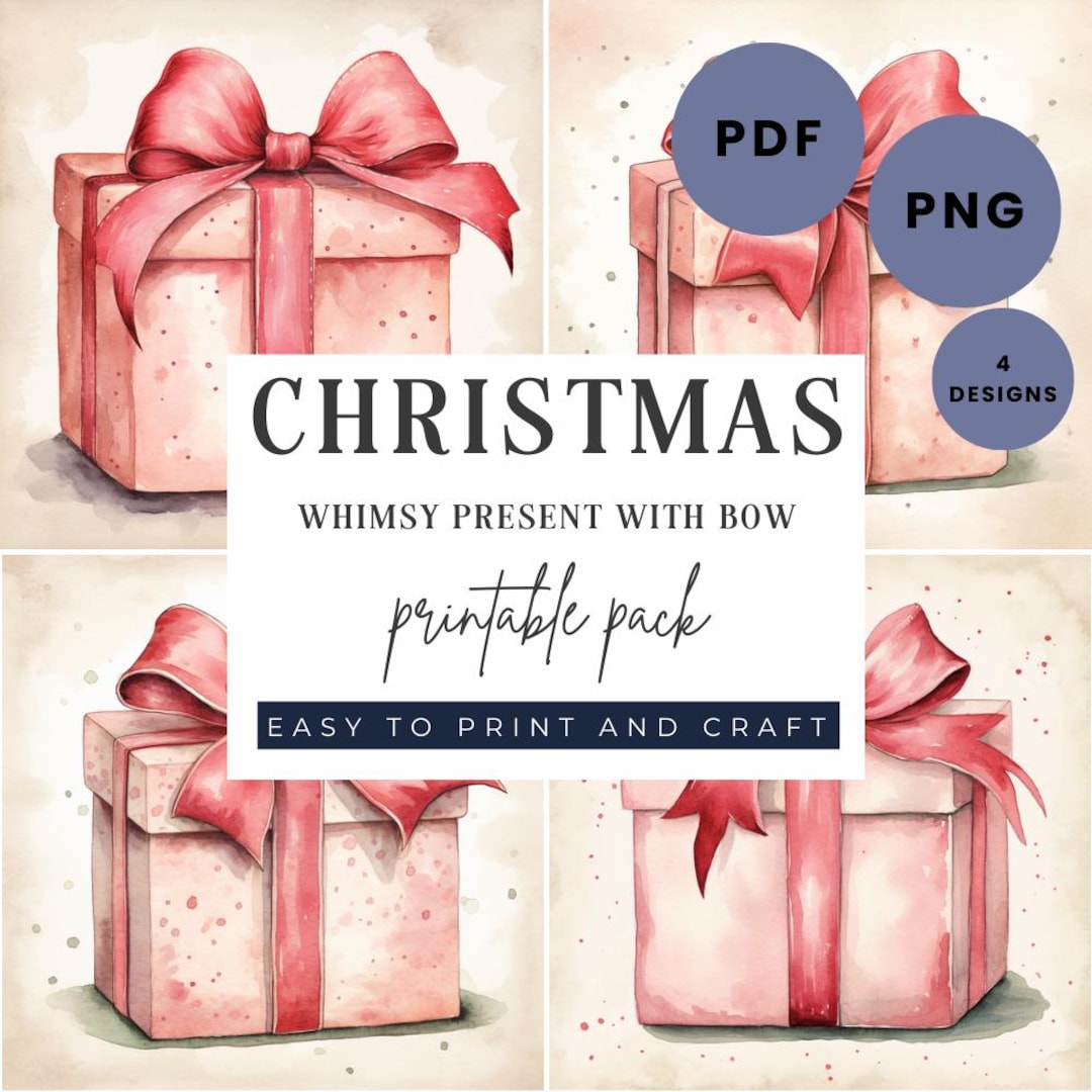 Whimsy Present With Bow Printable Bundle, Whimsy Present PNG, DIY Sign ...