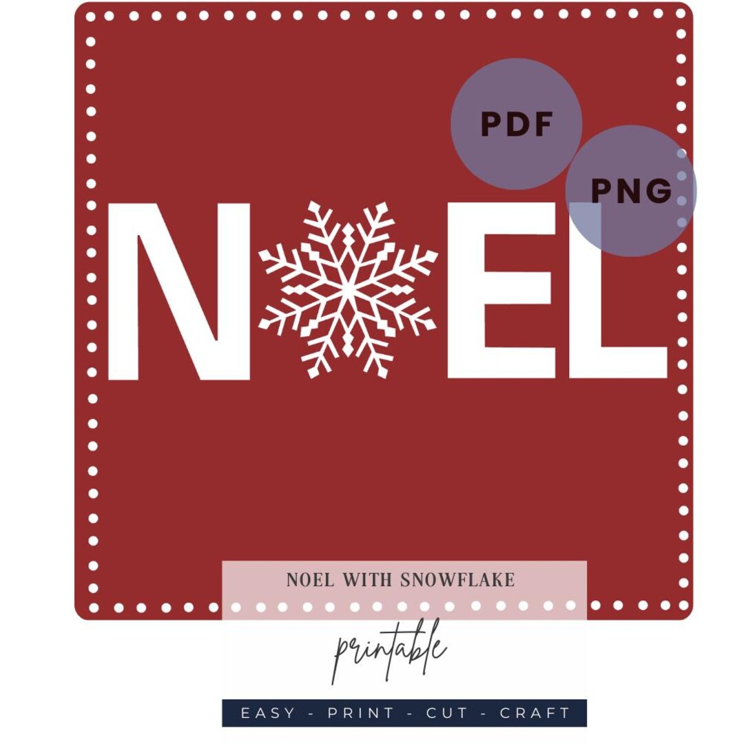 Noel With Snowflake Printable, Merry Christmas PNG, Merry Christmas PDF ...