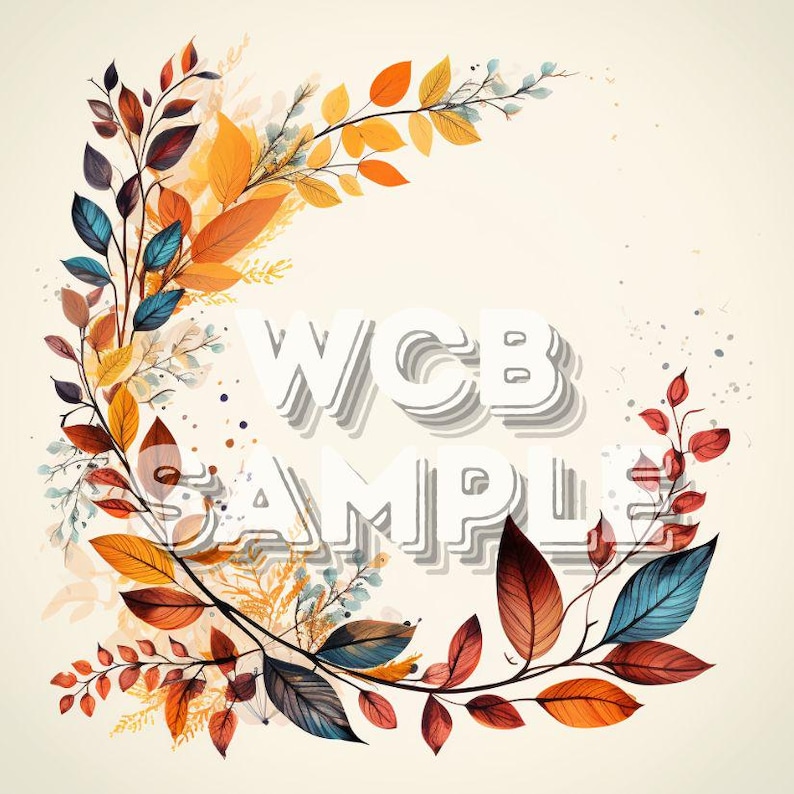 Border With Boho Leaves Printable Bundle, Fall Background, Fall Border ...