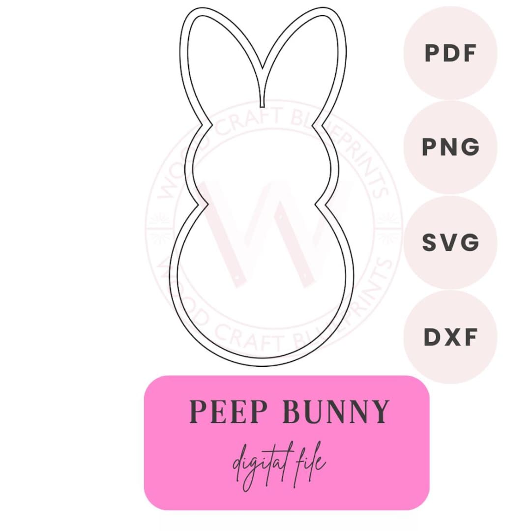 Peep Bunny Svg, Easter Craft Pattern, Peep Bunny Template, Peep Bunny ...
