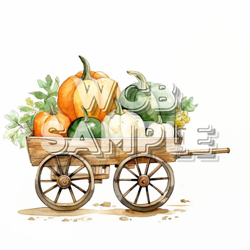Heirloom Pumpkins in Wood Wagon Printable Bundle, Pumpkin PNG, DIY Sign ...