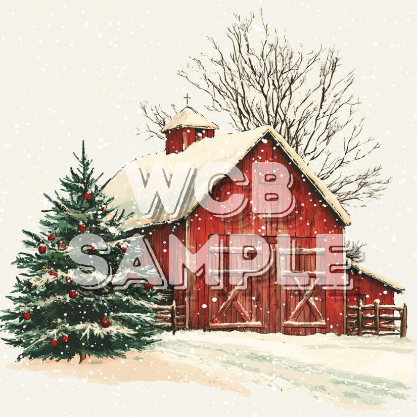 Red Barn Christmas Scene Printable Bundle, Christmas Tree PNG, DIY Sign ...