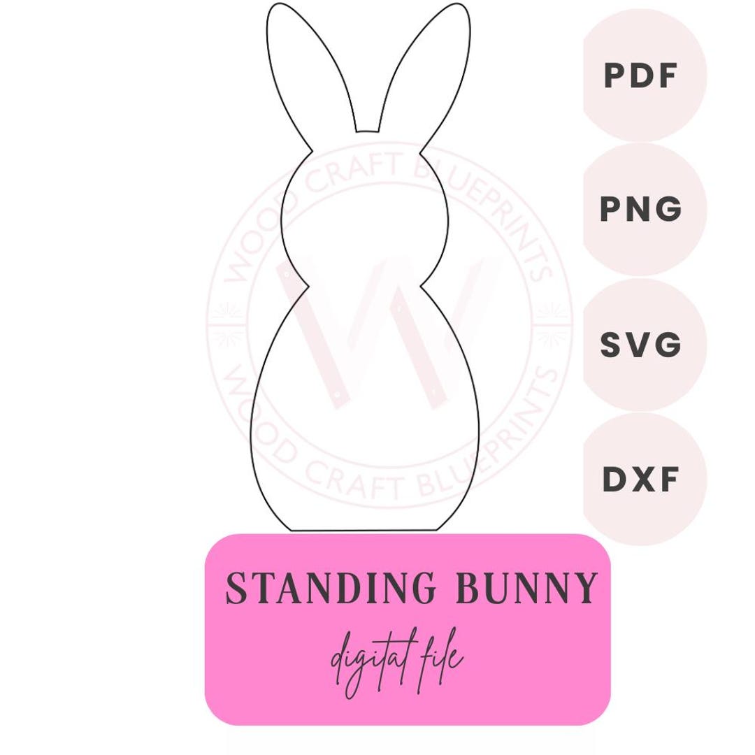 Standing Bunny Svg, Easter Craft Pattern, Standing Bunny Template ...