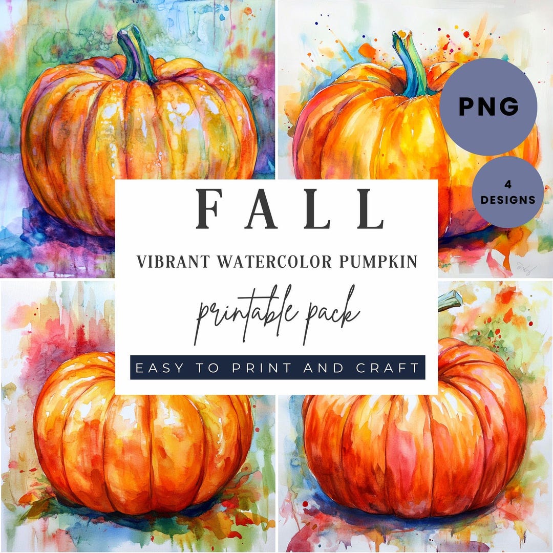 Colorful Pumpkin Fall Printable Bundle, Pumpkin PNG, Scrap Wood Decor ...
