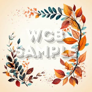 Border With Boho Leaves Printable Bundle, Fall Background, Fall Border ...