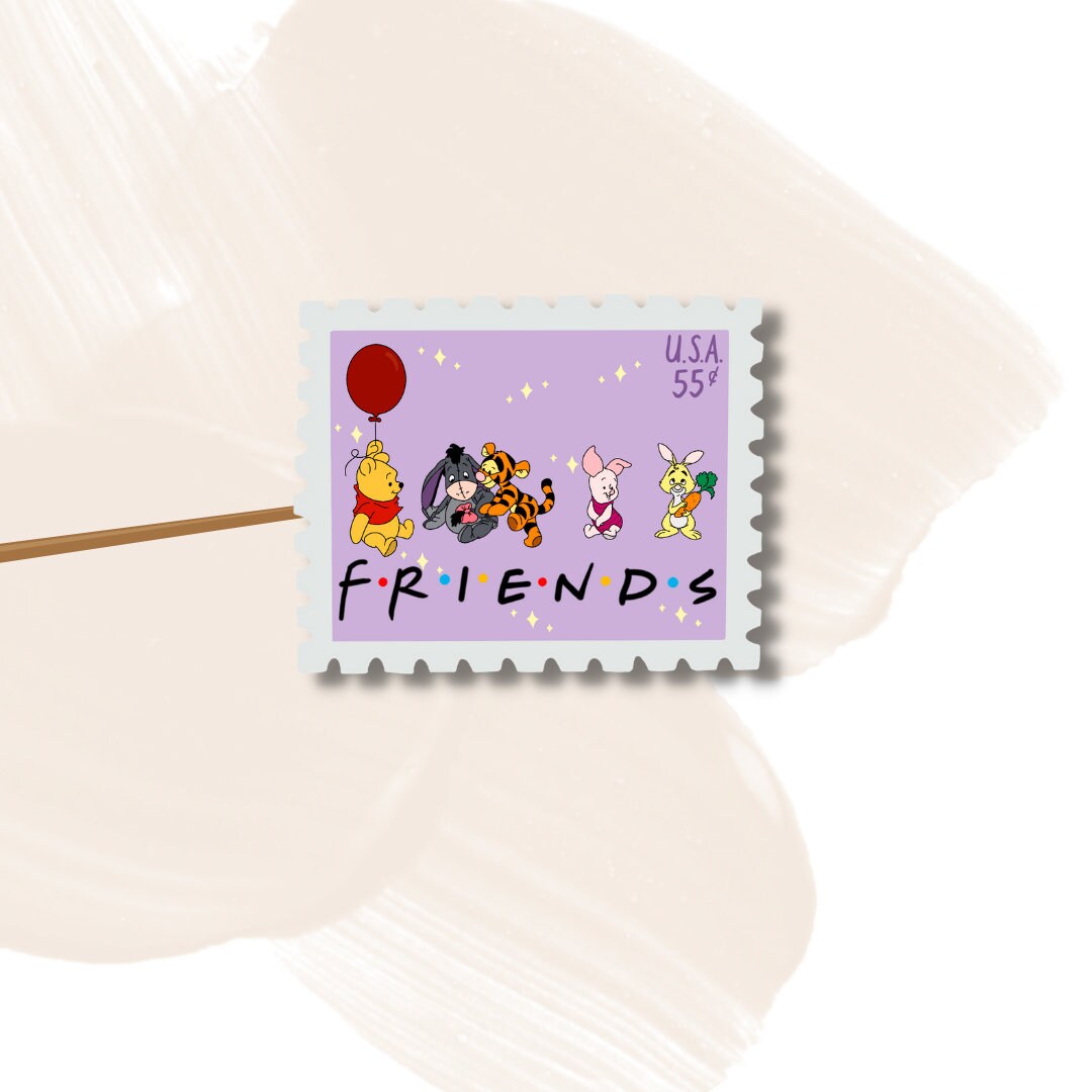 Winnie the Pooh and Friends | Postage Stamp Sticker - Etsy