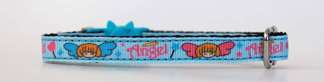 Angel on Baby Blue Ribbon Cat / X-small Dog Collar - Etsy