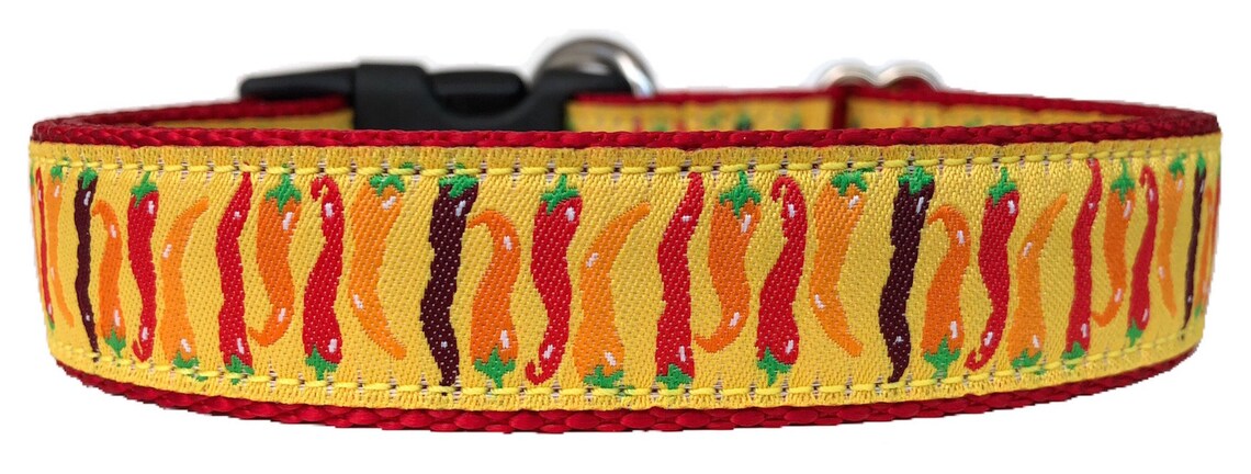 Chili Peppers Ribbon Dog Collar | Etsy