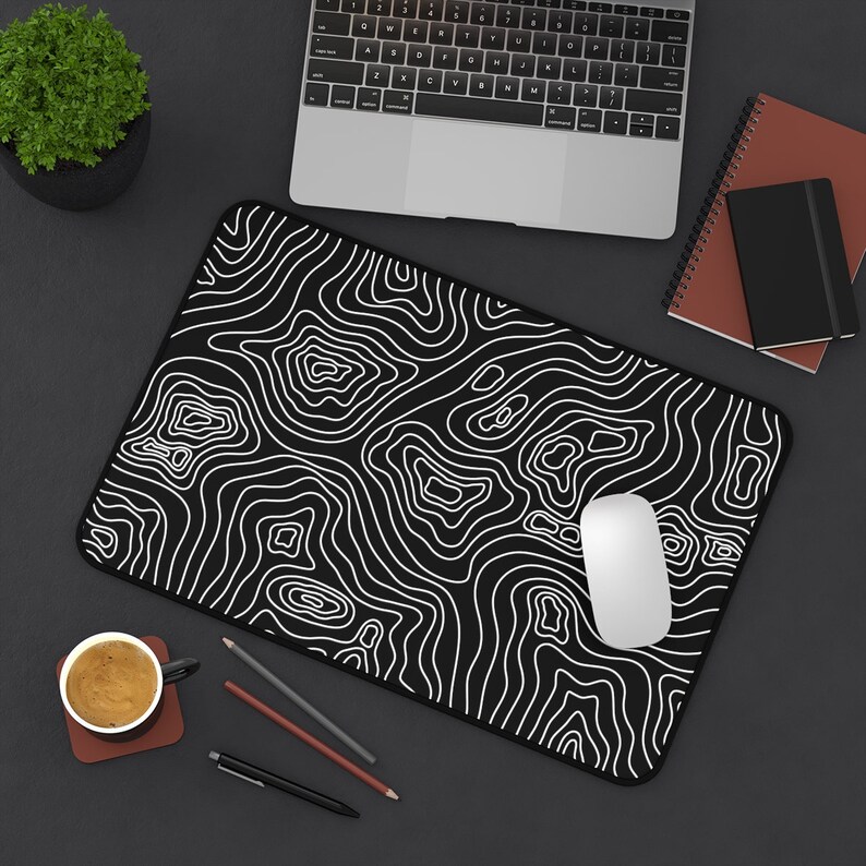 Black Topographic Desk Mat Large Desk Pad Topography Mouse - Etsy Australia