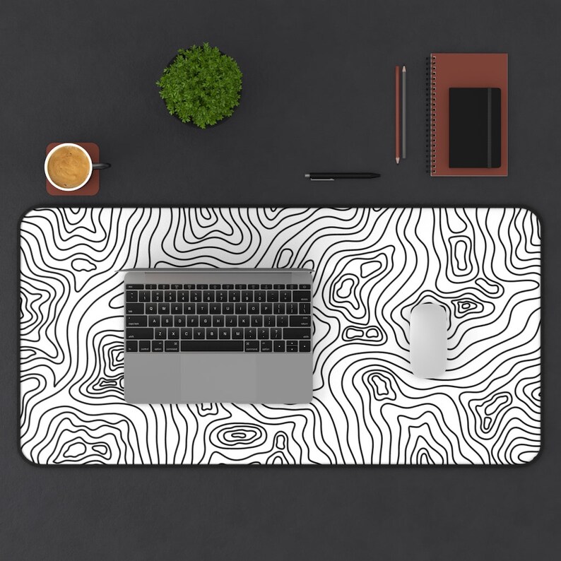 White Topographic Desk Mat Topography Home Office Decor Large - Etsy UK