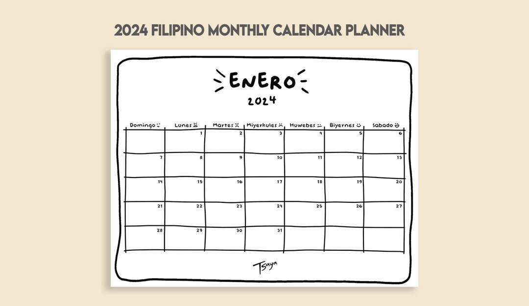 Pinoy Filipino Doodle Calendar Planner 2024 Printable PDF JPG - Etsy UK