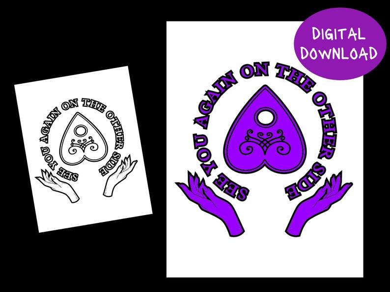 Witchy Coloring Page Ouija Coloring Page Ouija Planchette | Etsy