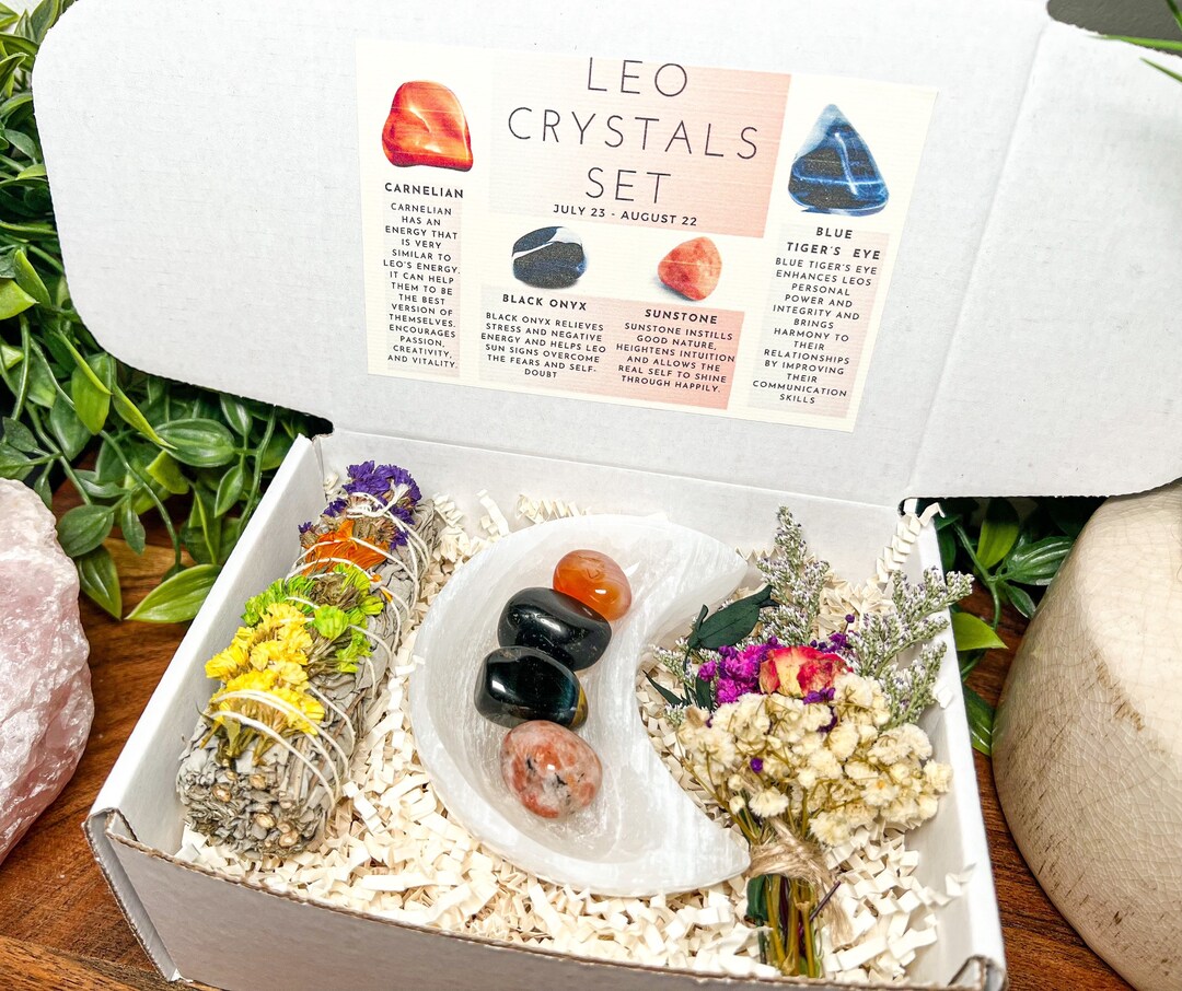 Leo Crystals Gift Box, Leo Stones, Leo Gift Set, Leo Crystal Kit ...