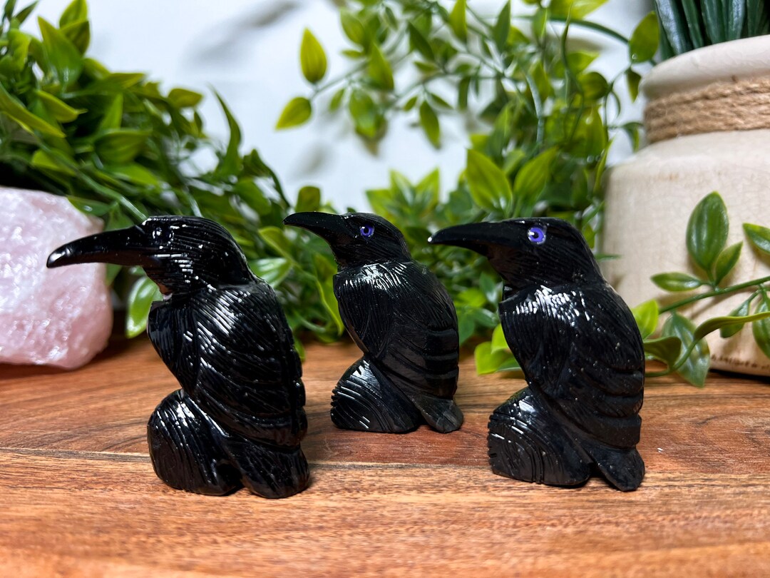 Black Onyx Raven, Raven Black Onyx Stone 2.5 Inches Tall, Crystal Onyx ...