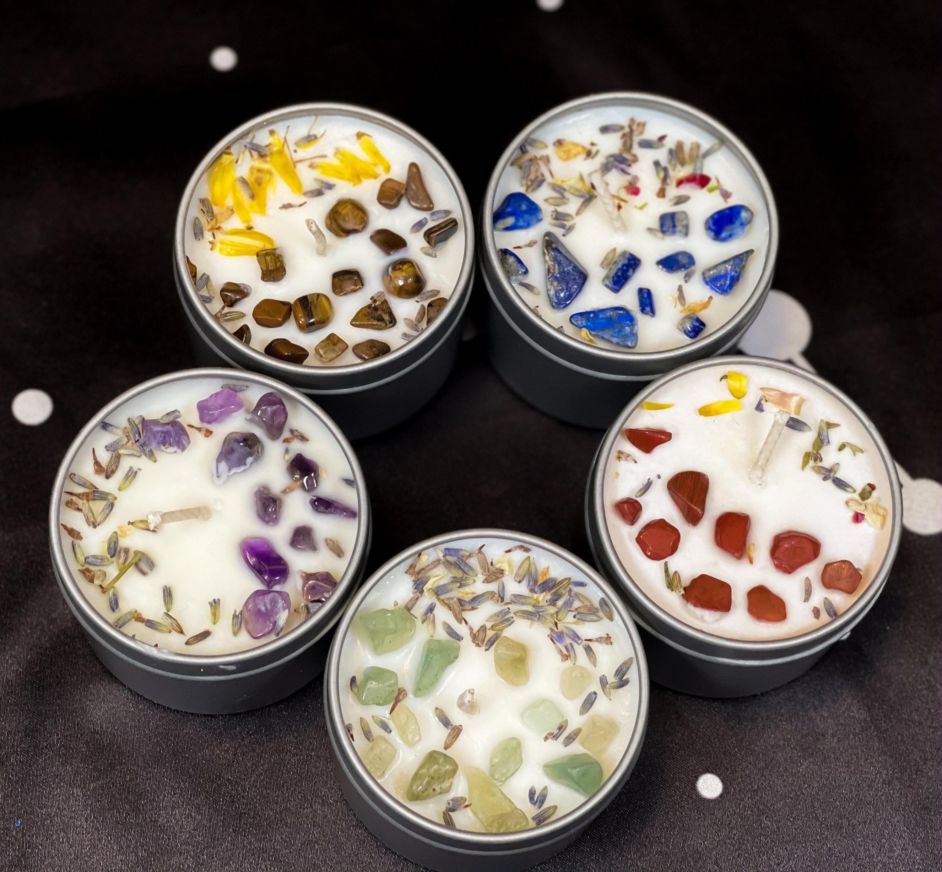 Intention Candles, 4oz Crystal Manifestation Candles, Abundance ...