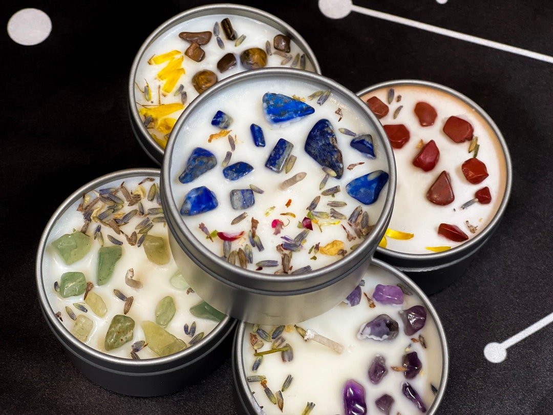 Intention Candles, 4oz Crystal Manifestation Candles, Abundance ...