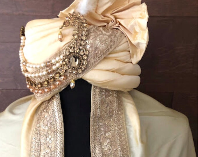 White Wedding Turban Safa for Indian Wedding Royal Wedding Safa Turban ...