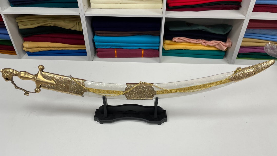 Indian Wedding Decorative Sword/kirpan- Ivory Colour With Golden Work ...