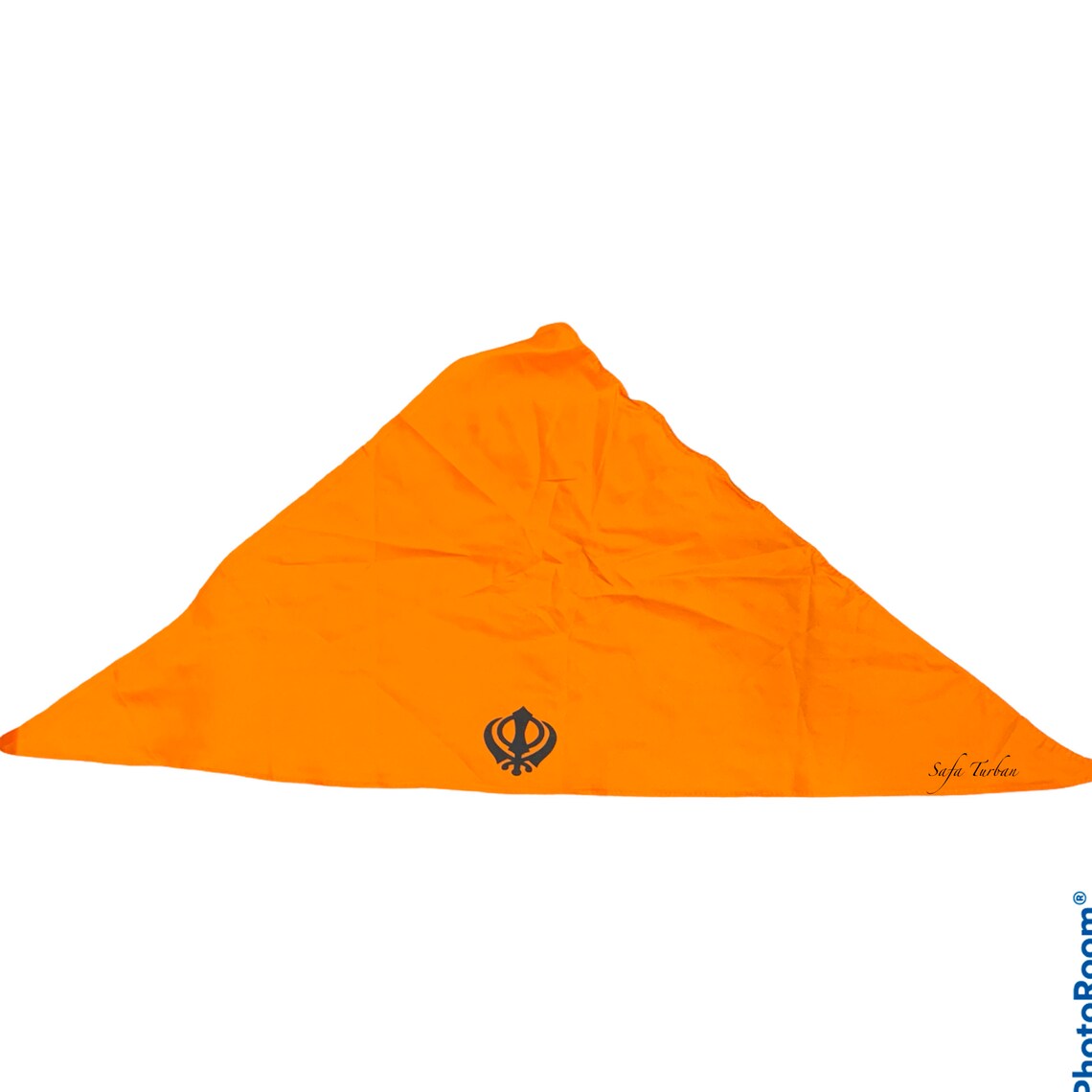 Sikh Patka- Kesari and Blue for Adults (unisex) With Khanda Sign in ...