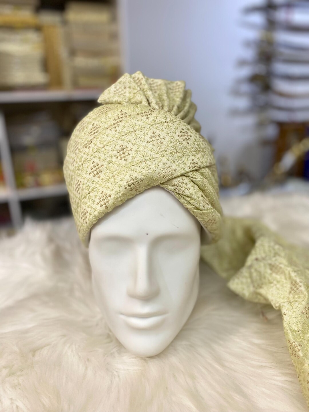 Groom Wedding Turban- Golden Brocade Fabric Adjustableturban(with ...