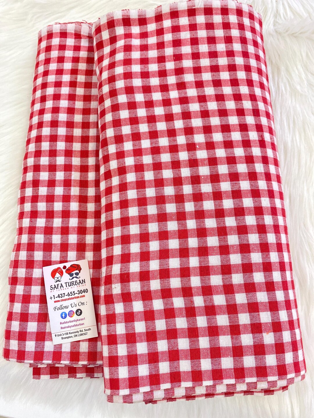 Sikh Desi Parna- Red and White Check Turban (dabbi Wala Parna) - Etsy