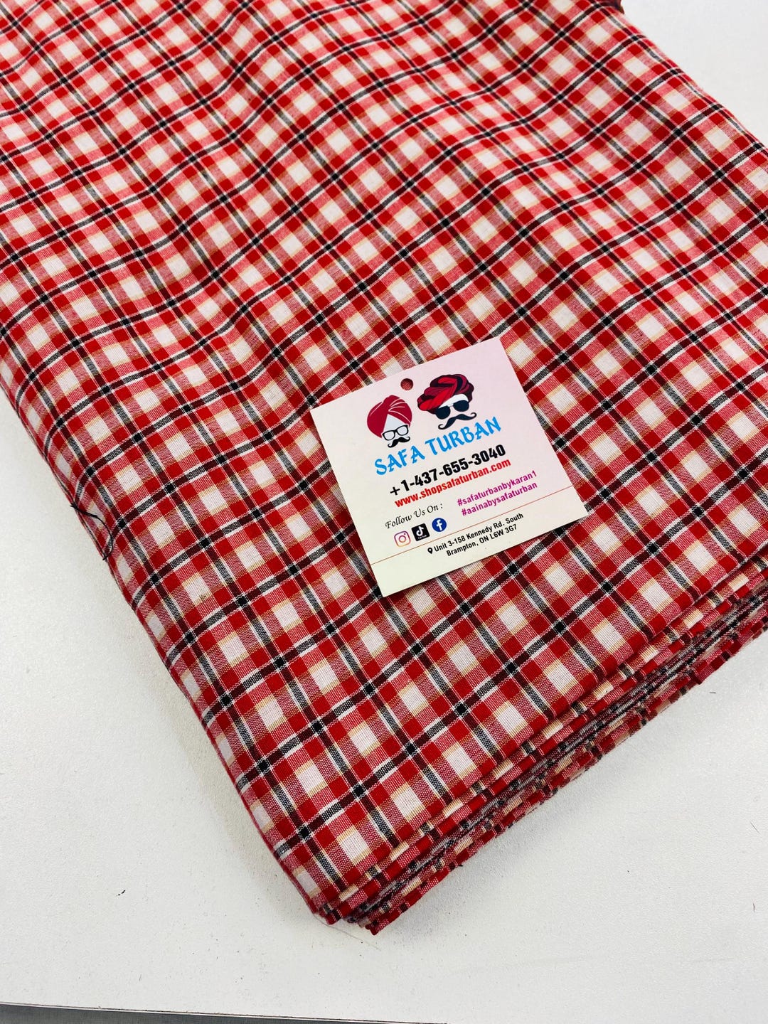 Unstitched Red & Black and White Colour Check Parna (check Parna) - Etsy