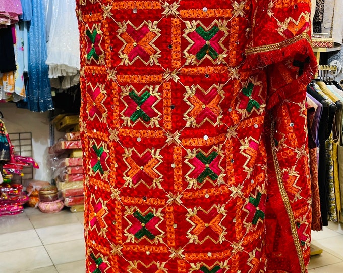 Phulkari Dupatta Women's Phulkari Dupatta, Scarf, Multicolour Phulkari ...