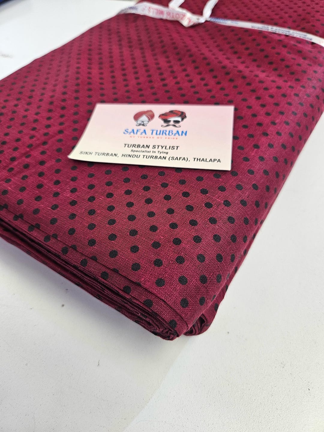 Sikh Turban- Maroon Polka Dot Full Voile Turban Fabric, Sikh Turban ...