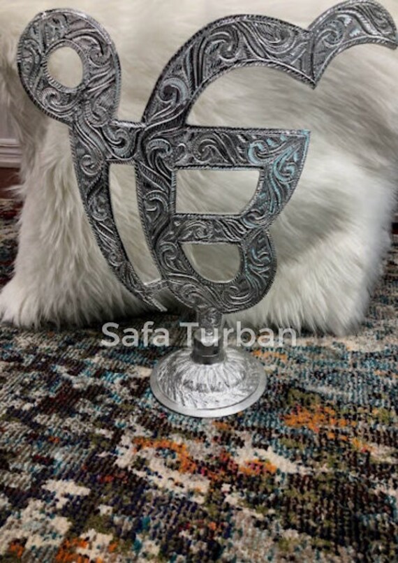 Sikh Religious Symbol Ek Om Kar Sahib Silver Metal Statue for - Etsy