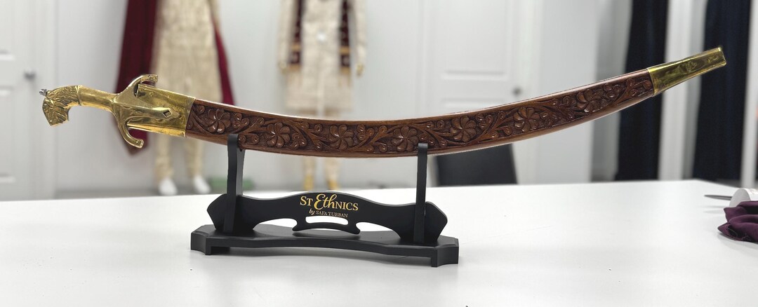 Indian Wedding Decorative Sword/kirpan- Wooden Kirpaan With Golden ...