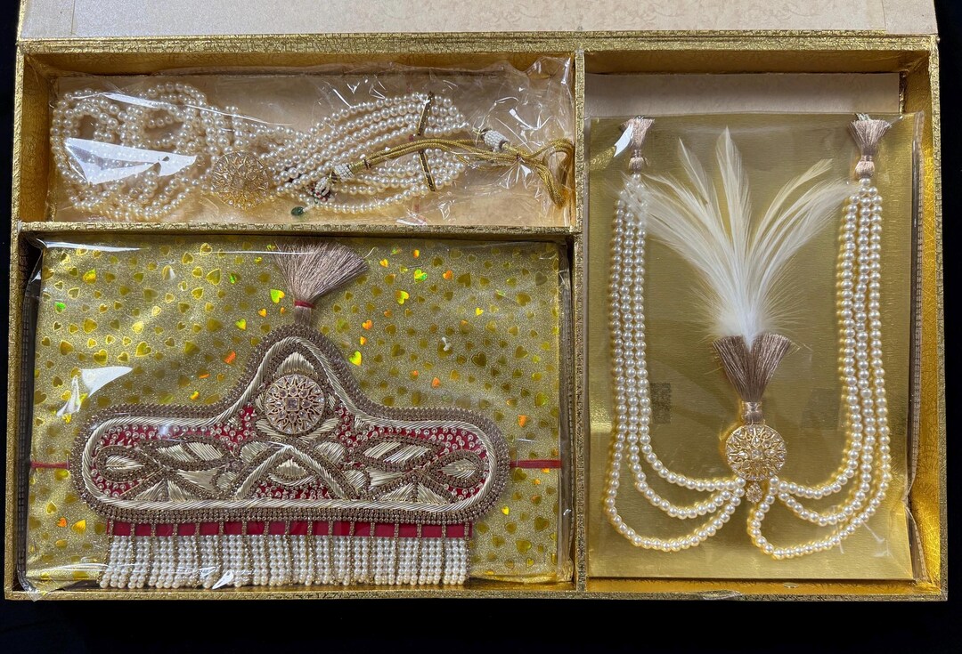 Kalgi, Sehra and Pearl Necklace Set - Kalangi/kalgi, Traditional Sehra ...