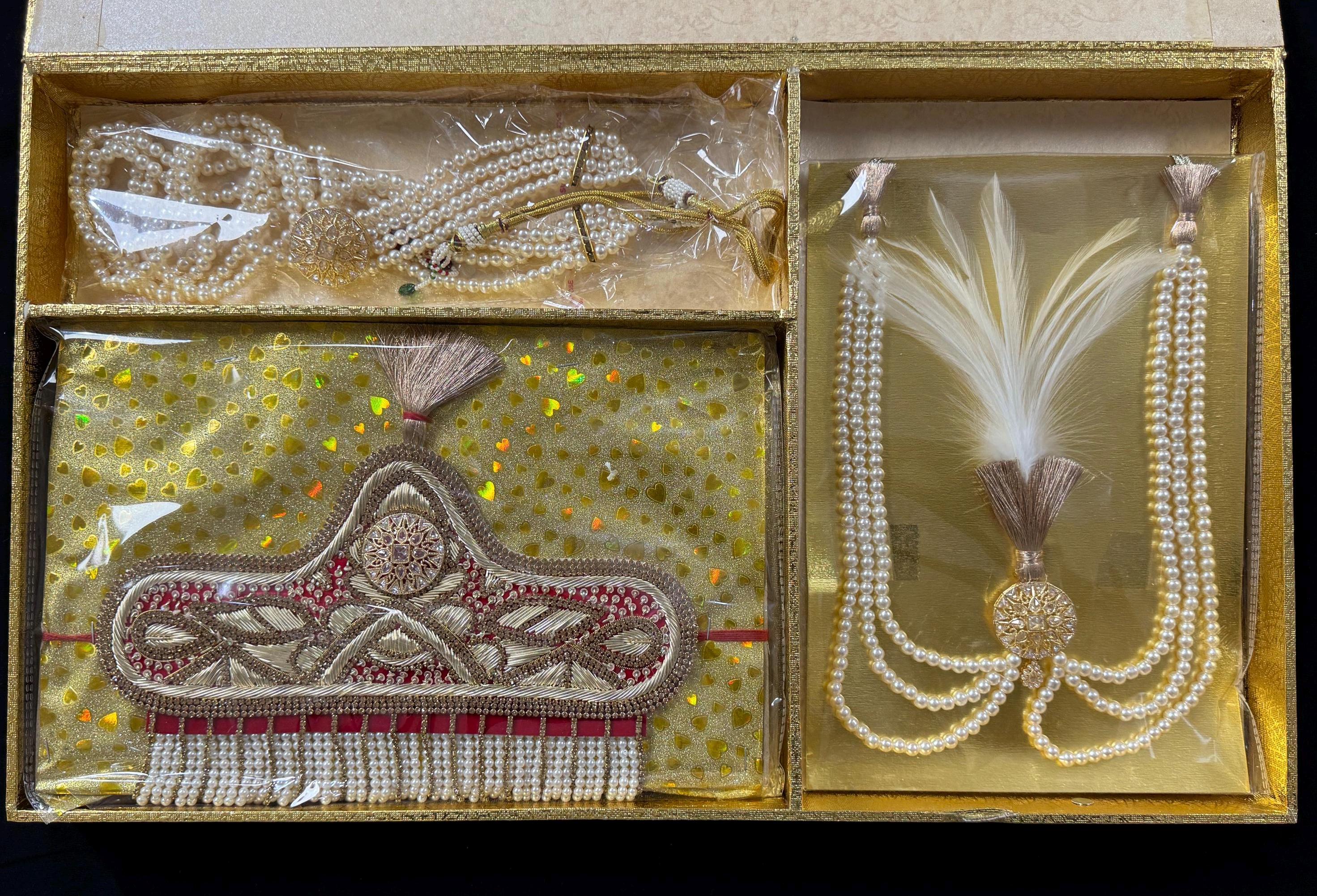 Kalgi, Sehra and Pearl Necklace Set - Kalangi/kalgi, Traditional Sehra ...